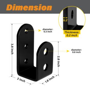 2x4 Door Barricade Bracket Heavy Duty Open Bar Security Holder Bracket Security Bar Door Stopper Fits 2x4 Boards Lumber Door Jammer and Tool Hanger for Your Home Barn Shed Garage Gate (Black-Set4-M2)