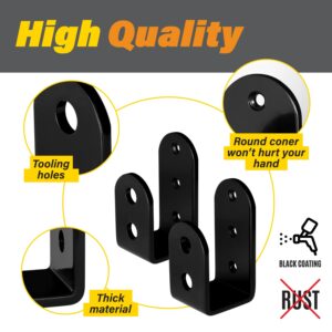 2x4 Door Barricade Bracket Heavy Duty Open Bar Security Holder Bracket Security Bar Door Stopper Fits 2x4 Boards Lumber Door Jammer and Tool Hanger for Your Home Barn Shed Garage Gate (Black-Set4-M2)