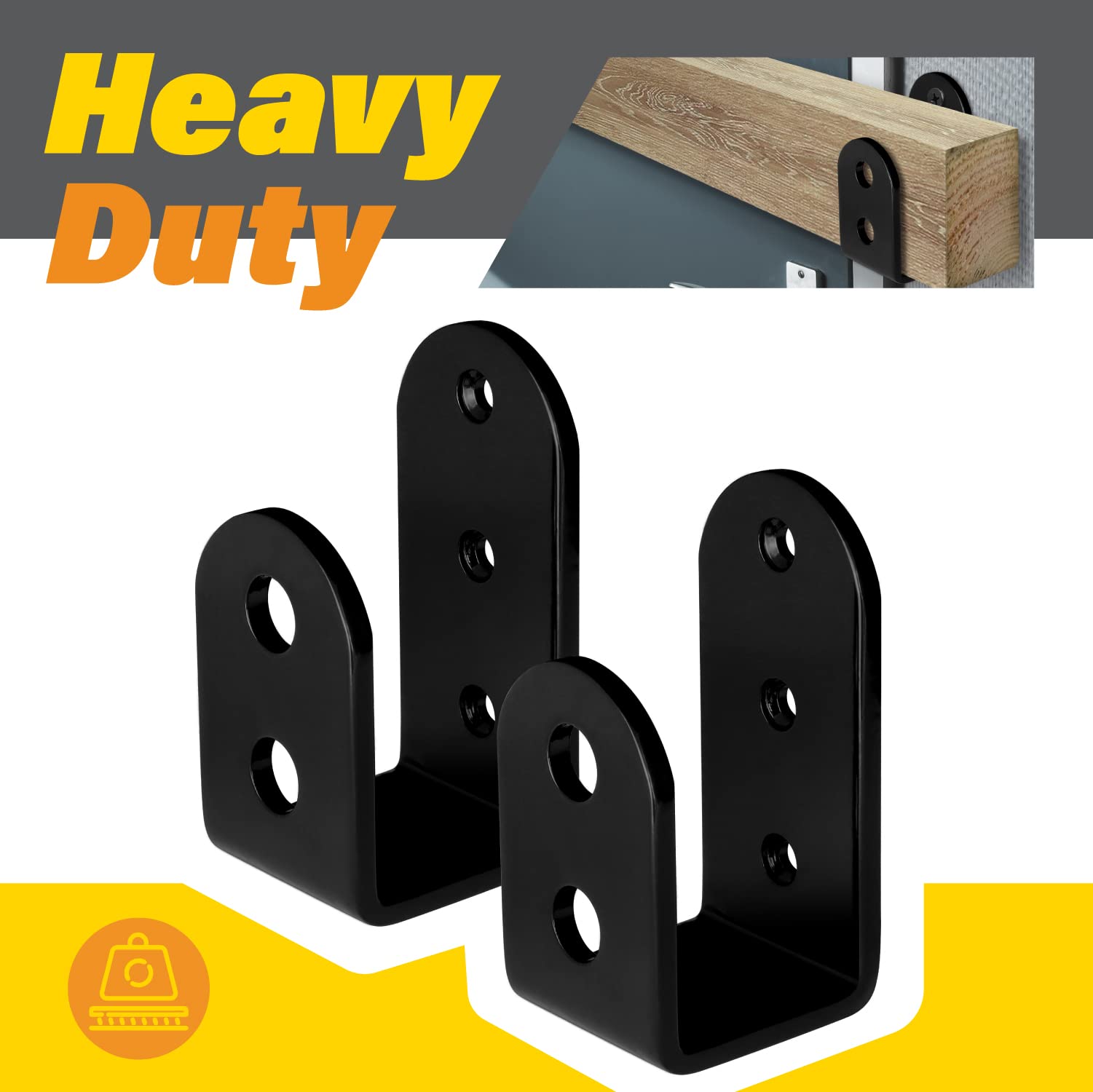 2x4 Door Barricade Bracket Heavy Duty Open Bar Security Holder Bracket Security Bar Door Stopper Fits 2x4 Boards Lumber Door Jammer and Tool Hanger for Your Home Barn Shed Garage Gate (Black-Set4-M2)