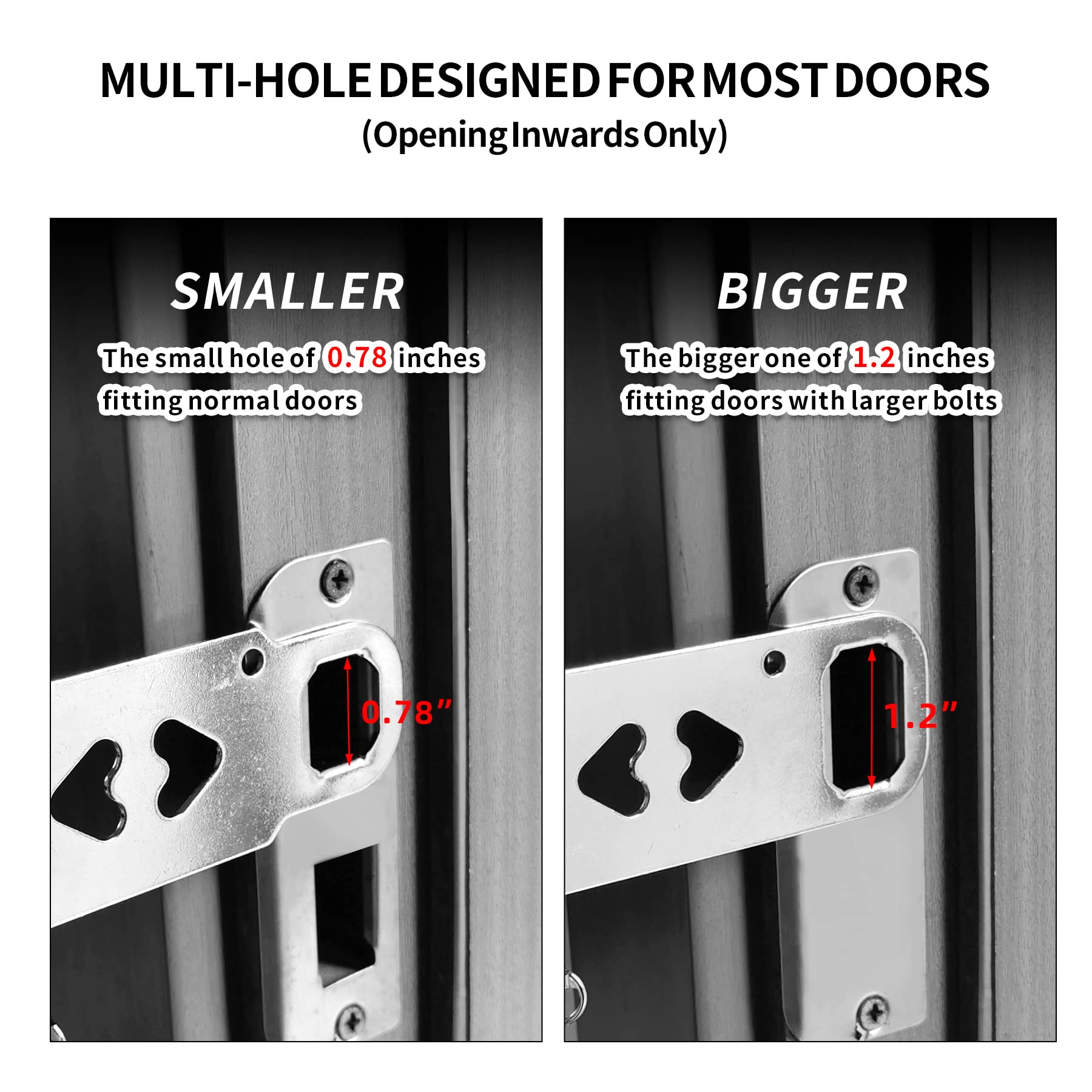 Portable Door Lock, Extra Home Security Door Locker for Additional Privacy and Safety, Travel Lock Down Locks for Traveling, Hotel, Home, Apartment, College with Door Hanger Sign (2 Pack), Black & Red