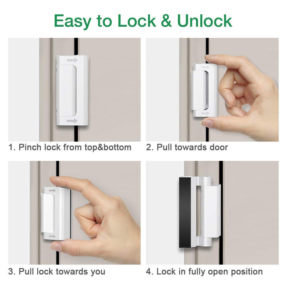 Home Security Door Reinforcement Lock - Safety Child Proof Door Locks with 8 Screws for Inward Swinging Front Doors, Extra Add a Top Lock Inside Withstands 800 lbs Deadbolt Latch, Guard Bedroom Patio