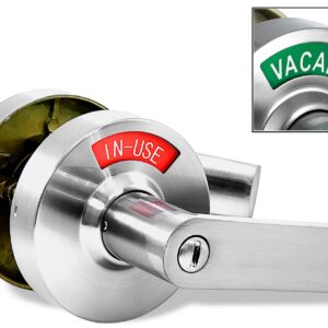 VIZILOK Privacy Indicator Lock and Lever C3FK, Large in-USE or Vacant Indicator, Durable ANSI GRADE2 comp, Perfect for Public restrooms Including Restaurants, Hospitals, Medical Offices. Satin Chrome