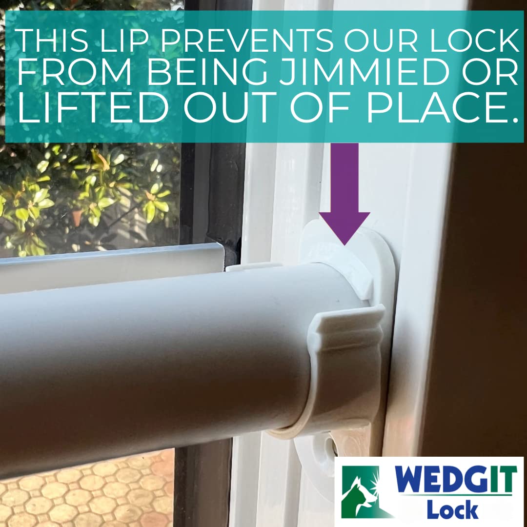 Wedgit Maxi Twist Tight Large Size Sliding Door Security Bar Extends 25 to 42”, Sliding Door Lock Bar to Keep Intruders from Getting in, Also Ideal for Sliding & Single Hung Windows, White