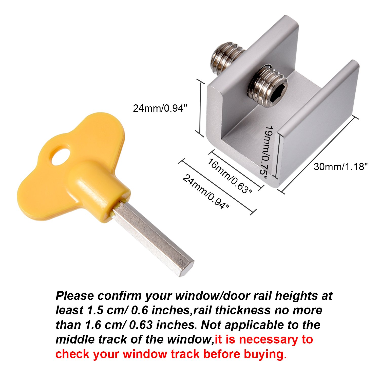 Maxdot Sliding Window Locks Adjustable Security Window Lock Window Stoppers Aluminum with Key Childproof Safety Window Lock Clamps for Vertical Horizontal Slide Door Windows(4 Sets)