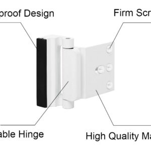 TOYFUL 2 Pack Door Reinforcement Locks with 8 Screws, Home Security Door Lock for Toddler, Childproof Door Lock Night Lock Withstand 800 Lbs White