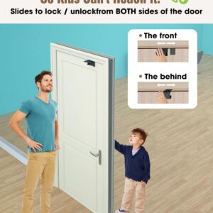 Door Locks for Kids Safety,Child Proof Interior/Exterior Door Lock of Top,Made of Durable Metal for Toddler,Perable from Both Sides,Prevent Pet or Baby from Entering Bedroom & Basement(Black,1 Pack)