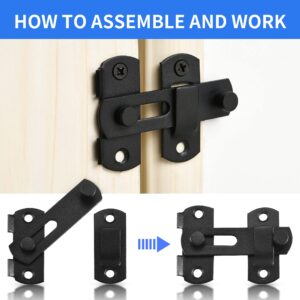 Lpraer 2 Pack 3 Inch Flip Latch Stainless Steel Gate Latches with Screws Bar Latch Safety Door Latch Bolt Lock for Gate Cabinet Fence Window (Black)