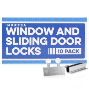 Impresa Sliding Door & Window Locks Pack of 10 | Window Locks for Sliding Windows & Doors | Easy Installation Window Lock Without Tools | Fits Tracks up to 3/8 inch | Aluminium Window Security Locks