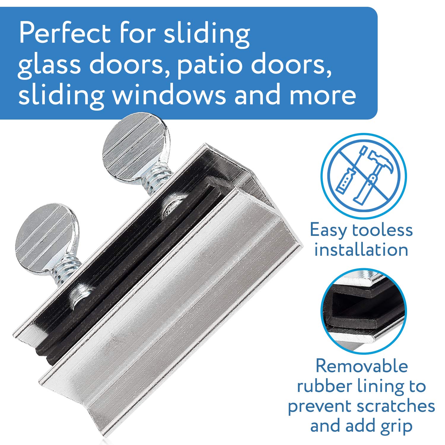 Impresa Sliding Door & Window Locks Pack of 10 | Window Locks for Sliding Windows & Doors | Easy Installation Window Lock Without Tools | Fits Tracks up to 3/8 inch | Aluminium Window Security Locks