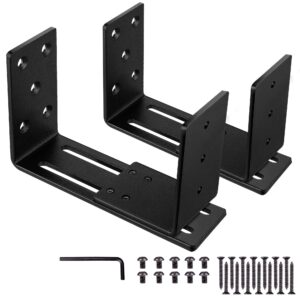 adjustable door barricade brackets (2pcs)-drop open bar holder for security door reinforcement steel u bracket for outswing and inswing doors or gates