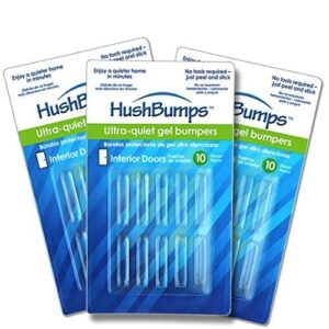 hushbumps ultra-quiet bumpers for interior doors 3-pack. delivers quieter operation to interior doors. just peel & stick. no tools required. quiets door closing. 30 pcs.