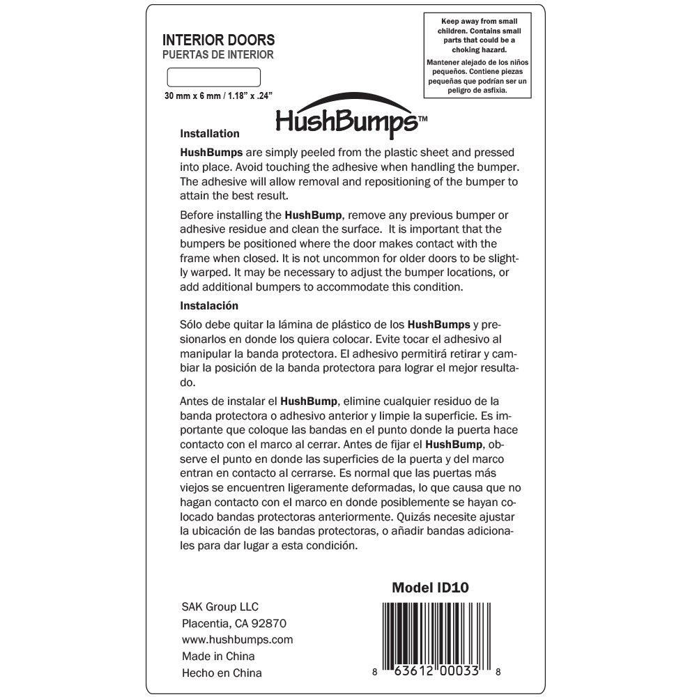 HushBumps Ultra-Quiet Bumpers for Interior Doors 3-Pack. Delivers Quieter Operation to Interior Doors. Just Peel & Stick. No Tools Required. Quiets Door Closing. 30 pcs.