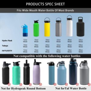 Straw Lid for 12 32 40 64 oz Wide Mouth Water Bottle, Lids Compatible with Hydro Flask Sports Water Bottle Straw Lid Top Straw Cap-Dust Cover Design