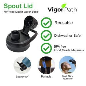 VIGOR PATH Spout Lids for Hydro Flask Wide Mouth Bottles (12oz-64oz) - BPA-Free Sports Cap Top Replacement Fits Most Wide Mouth Sports Water Bottles - (Set of 2)