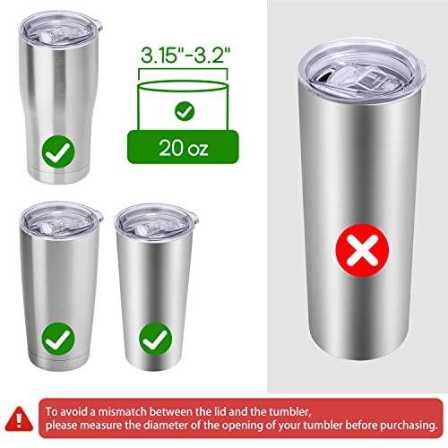 20 oz Tumbler Lids 2 Replacement Lids Compatible for YETI 20 oz Stainless Steel Tumblers Travel Cup Coffee Mug, Spill-proof Lids Fits OF Inner Diameter 3.2 to 3.23 INCH Tumbler