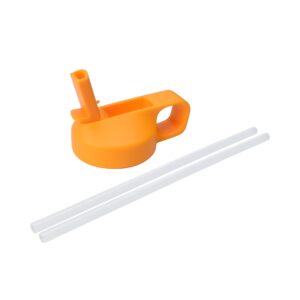 hydro cell sports cap w/straw for wide mouth water bottles - bpa free flip spout replacement lid - 64 oz, 40 oz, 32 oz, 24 oz, 18 oz, 14 oz. sports top accessories (orange sports cap, 14oz-40oz)