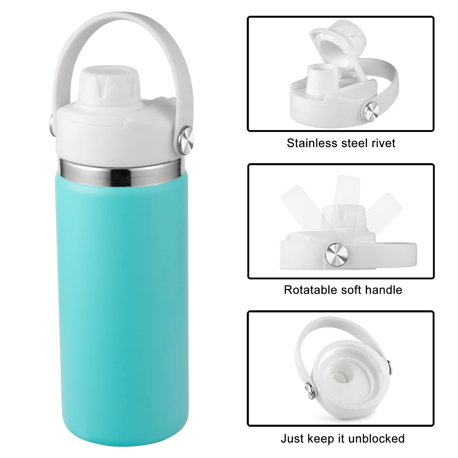 Lid for Hydro Flask 32 40 oz Wide Mouth, Replacement Lids Compatible with Hydro Flask Wide Mouth Water Bottle, Top Spout Lid with Handle, Wide Mouth Lid Chug Cap Accessories, White