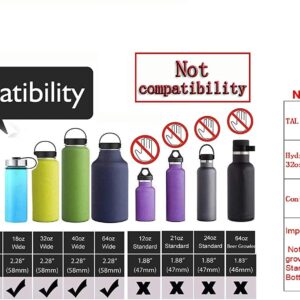 Straw Lids for HydroFlask Wide Mouth(2.28 in) 12 16 18 20 32 40 Ounce, Flex Straw Lid for Hydro Flask, Wide Mouth Water Bottle Accessories with Straw and Brush (Black+Black)