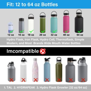 BIJISI Auto Spout Lid for HydroFlask Wide Mouth Sport Water Bottles, Replacement Lid for Hydro Flask Wide Mouth 12, 16, 18, 32, 40, 64oz, Chug Lid with Flexible Handle, Button Lock, Black