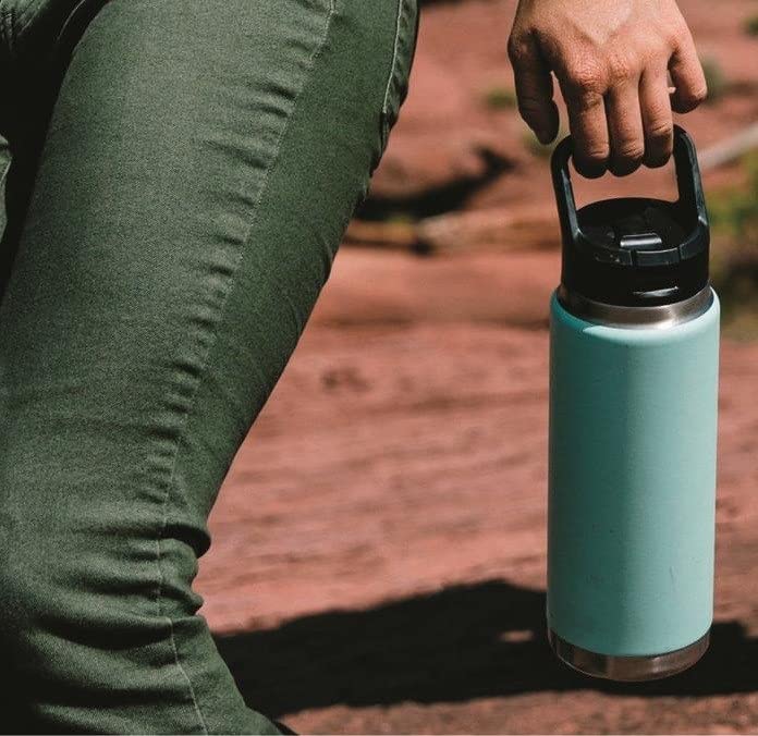 Straw Cap for YETI Rambler Bottle and RTIC Bottle, Straw Lid with 2 Straws and 2 Brushes (Offshore Blue)