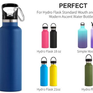 Straw Lid for Hydro Flask Standard Mouth - Replacement Straw Lids, Compatible with Simple Modern Ascent Lid for 1.91" Mouth 18 oz, 21 oz, 24 oz Insulated Water Bottle Flip Top (A-2PC)