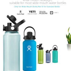 ALIENSX Spout Lid for Wide Mouth Water Bottles, Ideal Chug Cap for Hydro Flask Rambler 12/16/18/32/40/64 oz and Yeti Yonder 20/25/34/50 oz, Replacement Lids with Push Button and Flexible Handle