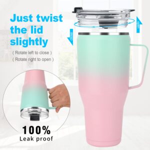 Sursip 40 oz Insulated Tumbler with Screw Lid - Stainless Steel Vacuum Cup with Straw and Handle, Keeps Drinks Cold up to 24 Hours - Sweat/Leak Proof, Dishwasher Safe, Fits Car Cup Holder (Waves)