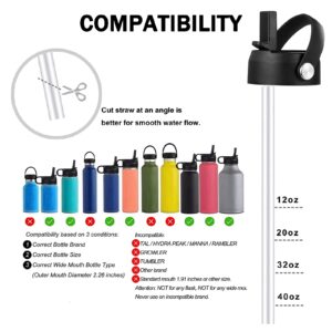 LLCJYYCY Lids with Straw for Hydroflask Wide Mouth 20 32 40 oz, Flex Straw Lid Fit for Hydro Flask Sports Water Bottles, Flexible Handle Replacement Lid Straws Cap Top Accessories (Black)