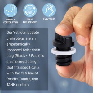 BEAST Cooler Accessories 2 Pack Drain Plug Replacement, Leak Proof, Compatible with RTIC, ORCA, Yeti Cooler, Tundra Coolers and Tank Ice Buckets, 3 x 1.5 x 1.5 inches