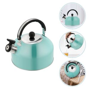 NOLITOY Espresso Machine Stainless Steel Whistling Tea Kettle 1.8L Stovetop Tea Kettle Loud Whistling Teapot Blue Water Kettle for Gas Electric Stovetops, Hot Water Fast to Boil Camping Stove