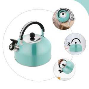 NOLITOY Espresso Machine Stainless Steel Whistling Tea Kettle 1.8L Stovetop Tea Kettle Loud Whistling Teapot Blue Water Kettle for Gas Electric Stovetops, Hot Water Fast to Boil Camping Stove