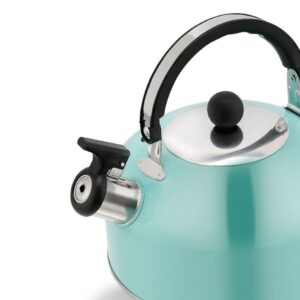 NOLITOY Espresso Machine Stainless Steel Whistling Tea Kettle 1.8L Stovetop Tea Kettle Loud Whistling Teapot Blue Water Kettle for Gas Electric Stovetops, Hot Water Fast to Boil Camping Stove