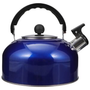 housoutil blue mirror stove top tea kettle, stovetop whistling tea pot,food grade stove tea pot with heat resistance handle, anti-rust and loud whistling, stainless steel tea kettle for stovetop