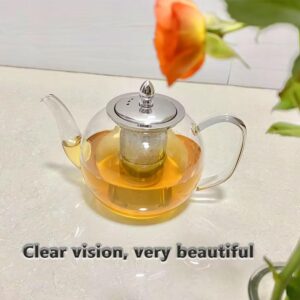 Jitejoe Glass Teapot 40oz,1200ml Glass Tea Kettle with Removable Infuser for Loose Leaf Tea,Thickened Glass Teapot with Infuser for Stove Top,Premium Tea Pot Microwave & Stovetop & Dishwasher Safe