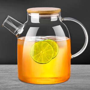 nevfiro glass teapot with removable infuser, 1800ml/61oz tea pot stovetop safe for loose leaf tea & blooming tea, tea kettle with gift box or women and adult