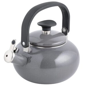 kenmore broadway 1.5-quart enamel on steel tea kettle - graphite grey