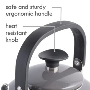 Kenmore Broadway 1.5-Quart Enamel on Steel Tea Kettle - Graphite Grey