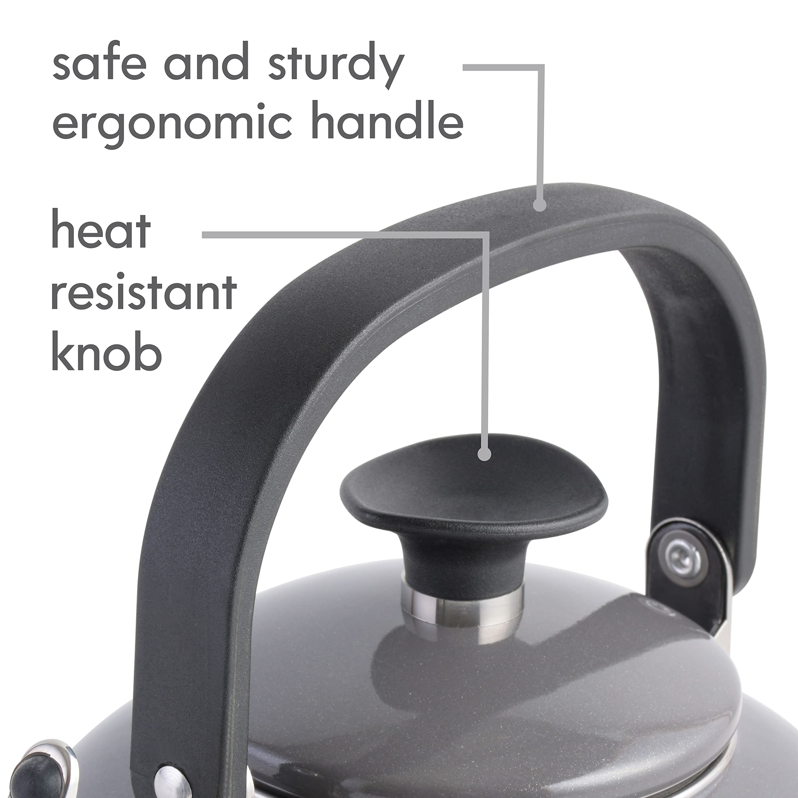 Kenmore Broadway 1.5-Quart Enamel on Steel Tea Kettle - Graphite Grey