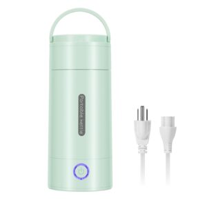 portable travel electric kettle, 300ml small electric tea kettle, mini portable hot water boiler stainless materials automatic shut off and dry protection (green)