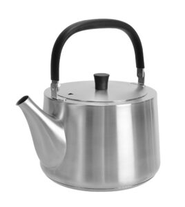 dr.hows deluxe stainless steel tea kettle stovetop 3.5l, tea pot food grade stainless steel & folding silicon handle, easy to clean suitable for all heat sources