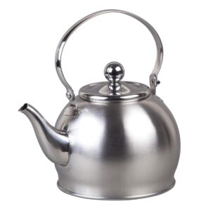 creative home 72258 royal stainless steel whistling tea kettle with removable infuser basket, folding handle, 1 quart