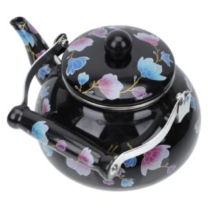 doitool ceramic enamel teapot tea kettle: 2. 5l stainless steel stove top tea kettle with handle flower coffee kettle flat bottom kettle warmer teakettle for stovetop