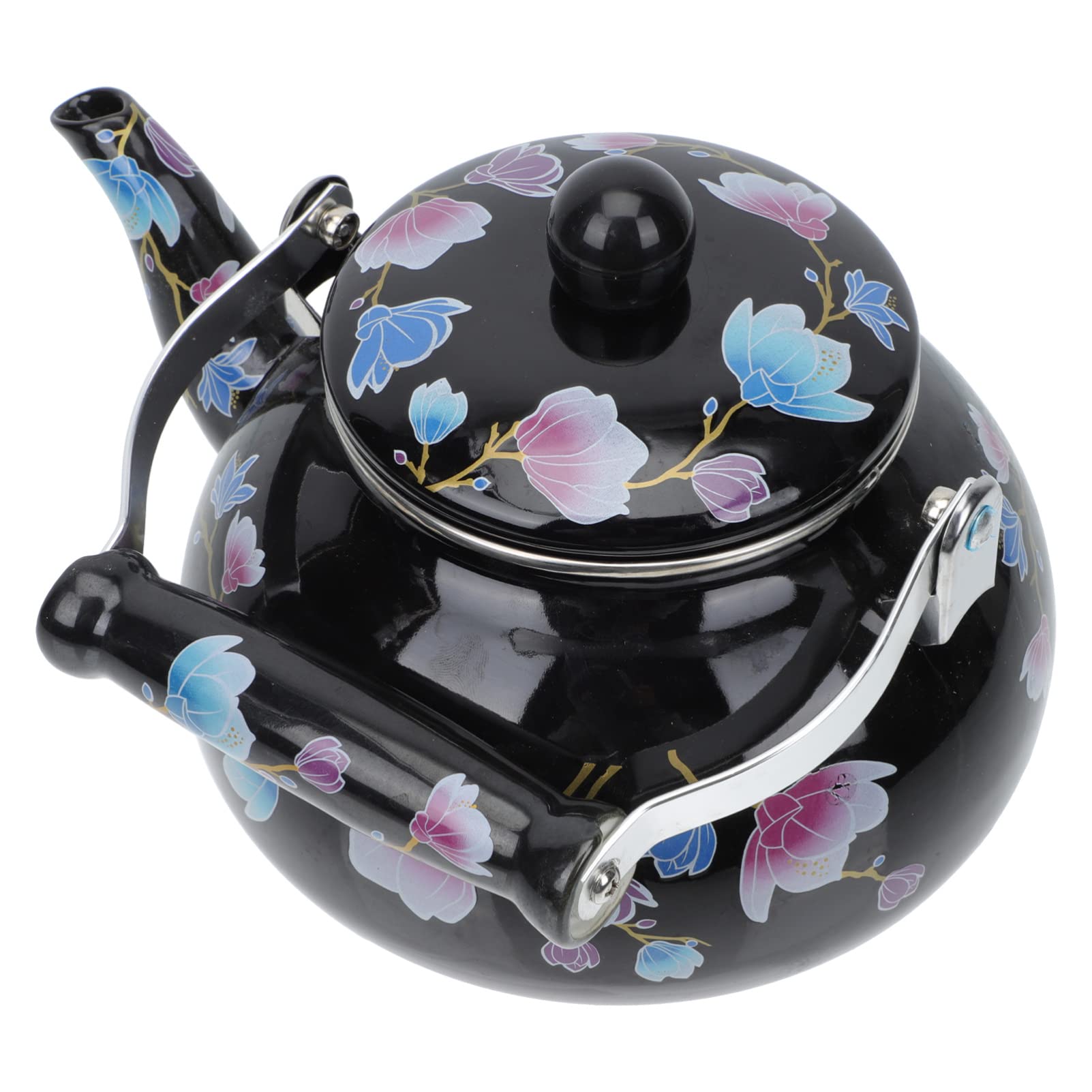 DOITOOL Ceramic Enamel Teapot Tea Kettle: 2. 5L Stainless Steel Stove Top Tea Kettle with Handle Flower Coffee Kettle Flat Bottom Kettle Warmer Teakettle for Stovetop