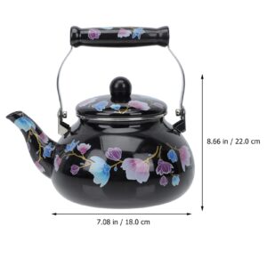 DOITOOL Ceramic Enamel Teapot Tea Kettle: 2. 5L Stainless Steel Stove Top Tea Kettle with Handle Flower Coffee Kettle Flat Bottom Kettle Warmer Teakettle for Stovetop