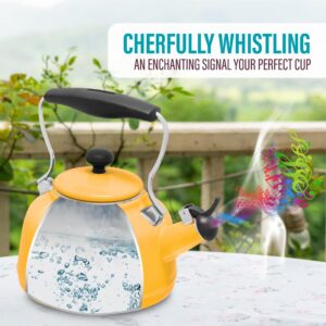 Chantal Tea Kettle, 1.7 QT, Vintage Series, Premium Enamel on Carbon Steel, Whistling, Even Heating & Quick Boil (Marigold)