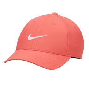 nike dri-fit legacy91 golf hat, adjustable strap - magic ember/white