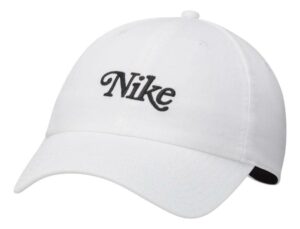 nike adult heritage 86 washed strapback adjustable golf hat cap (white)