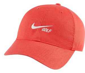 nike men's heritage86 washed adjustable golf hat (one size, track red/white)