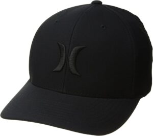 hurley men's dri-fit one & only flexfit baseball cap, black/black, l-xl