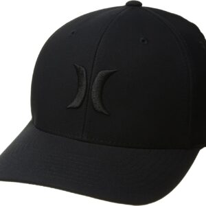 Hurley Men's Dri-Fit One & Only Flexfit Baseball Cap, Black/Black, L-XL